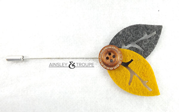 Leaflet Lapel Pin (black & gold) – Ainsley & Troupe, LLC